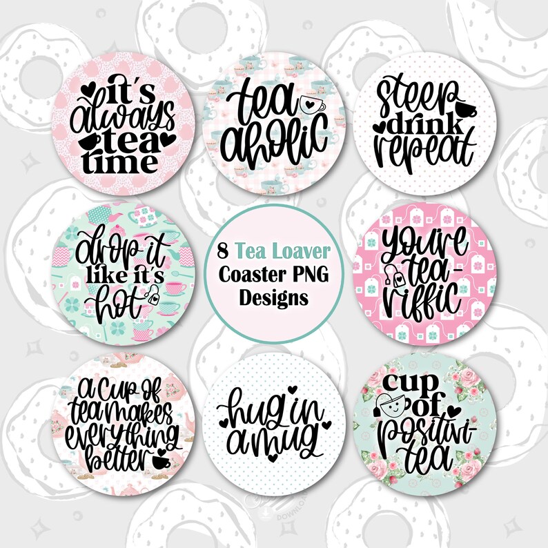 Tea Coaster Bundle, Tea Lover Sublimation Coaster, Teatime Coaster ...