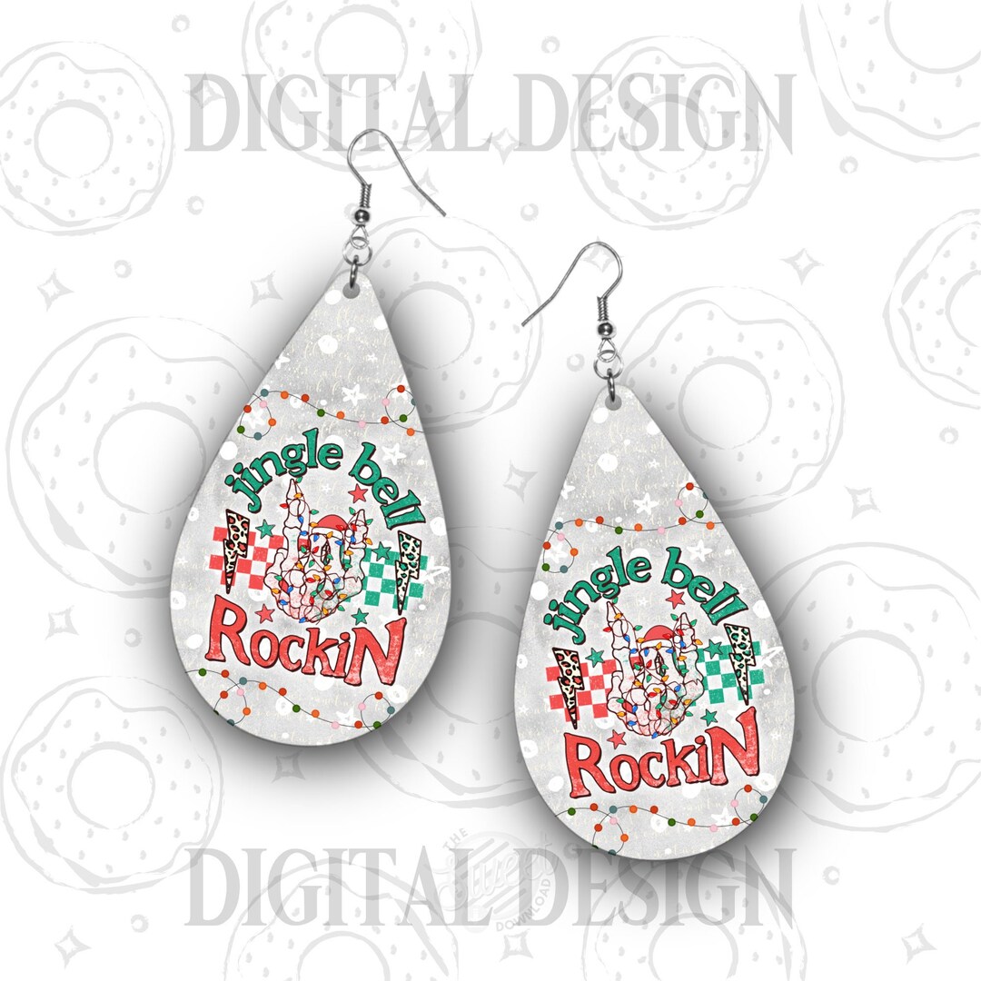 Christmas Drop Earring PNG, Retro Sublimation Earring, Jingle Bell ...