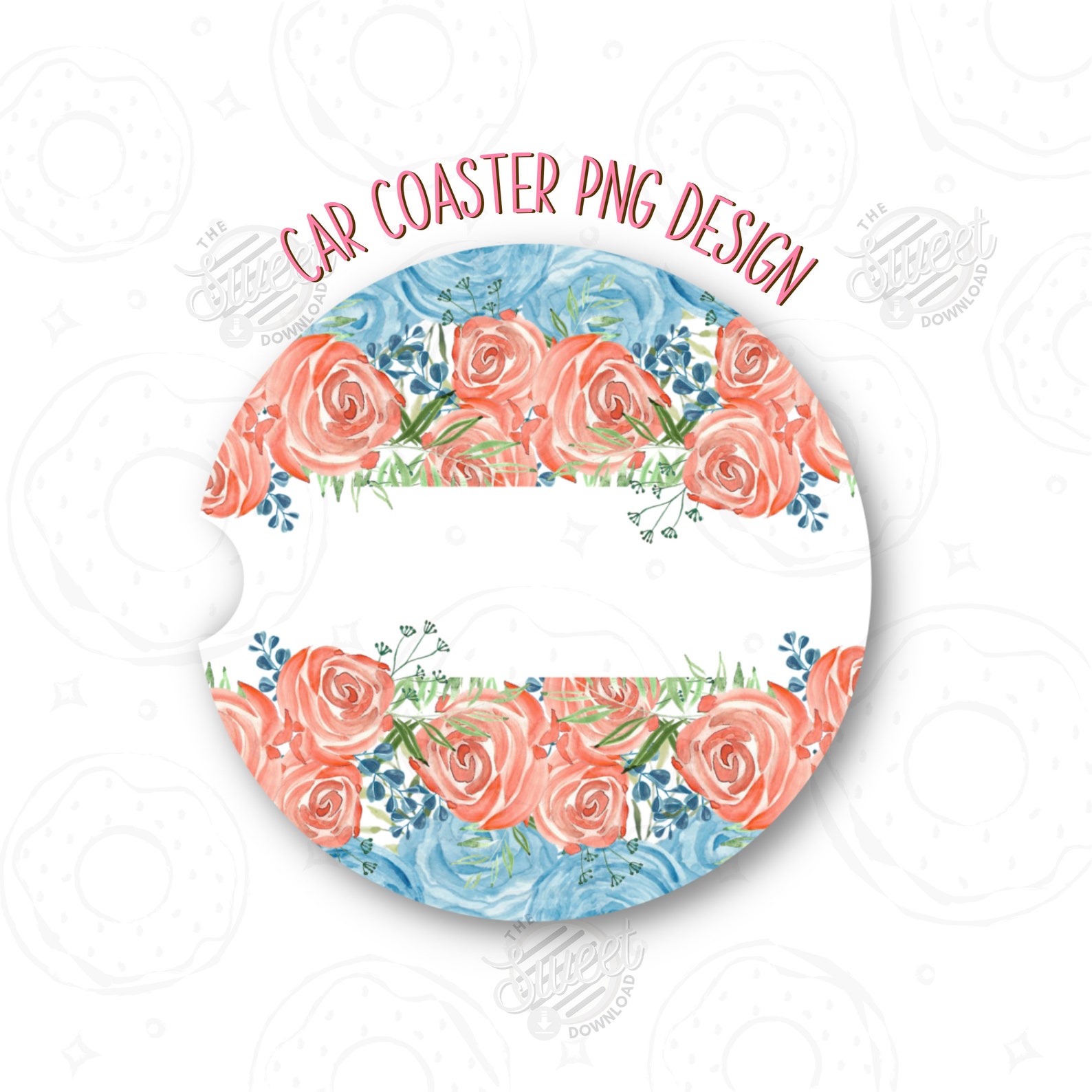 Car Coaster Digital Design Download for Sublimation Blue and - Etsy