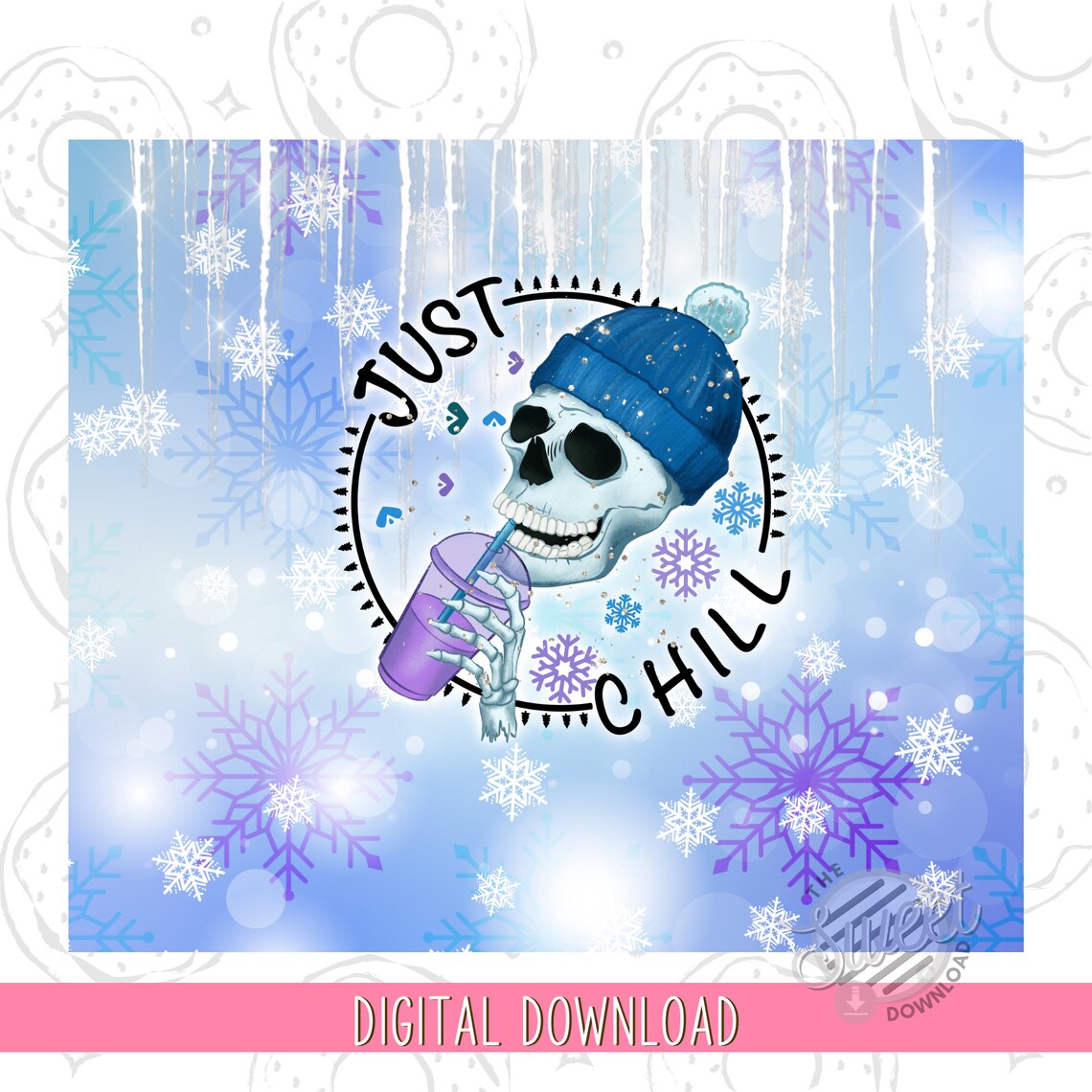 Just Chill Tumbler PNG Christmas Sublimation Tumbler Winter - Etsy