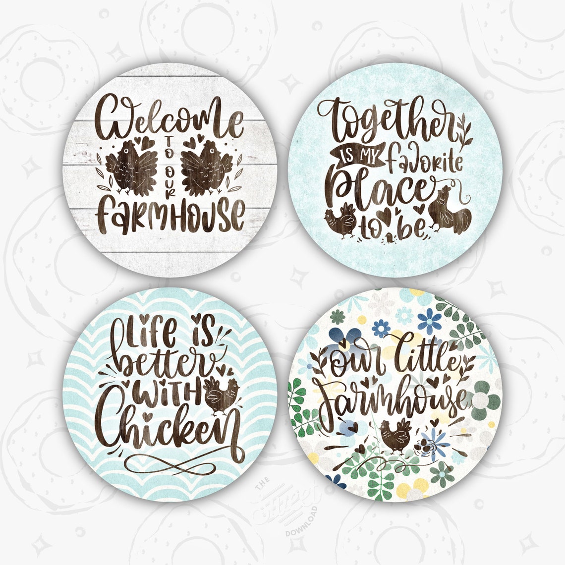 Farmhouse Car Coaster PNG, Farm Fresh Round Coaster Sublimation Design ...