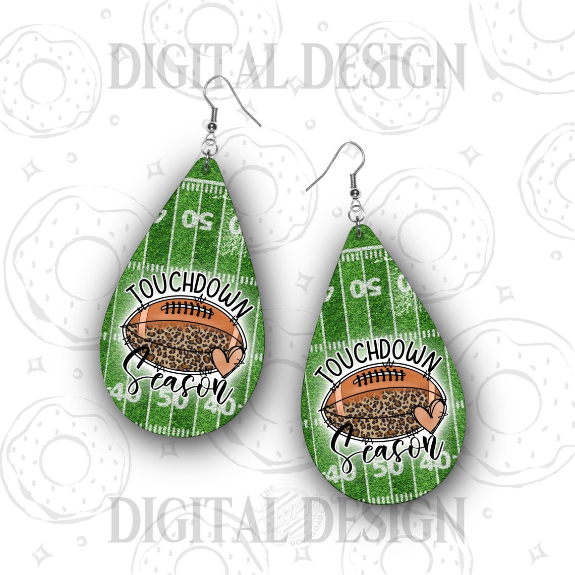 Touchdown Season Earring PNG, Football Earring Template, Football Field ...