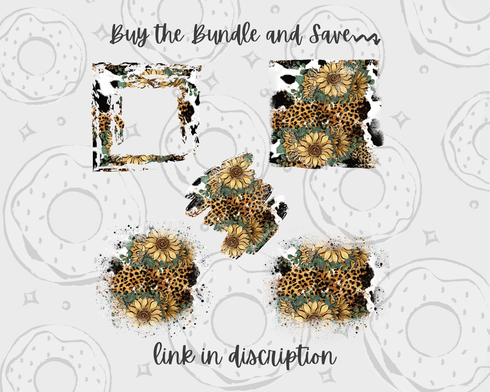 Cowhide Sunflower Background PNG, Leopard Print Sublimation Design ...