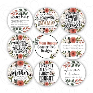 Mom Coaster PNG, Boho Sublimation Coaster Design, Floral Mama Car ...