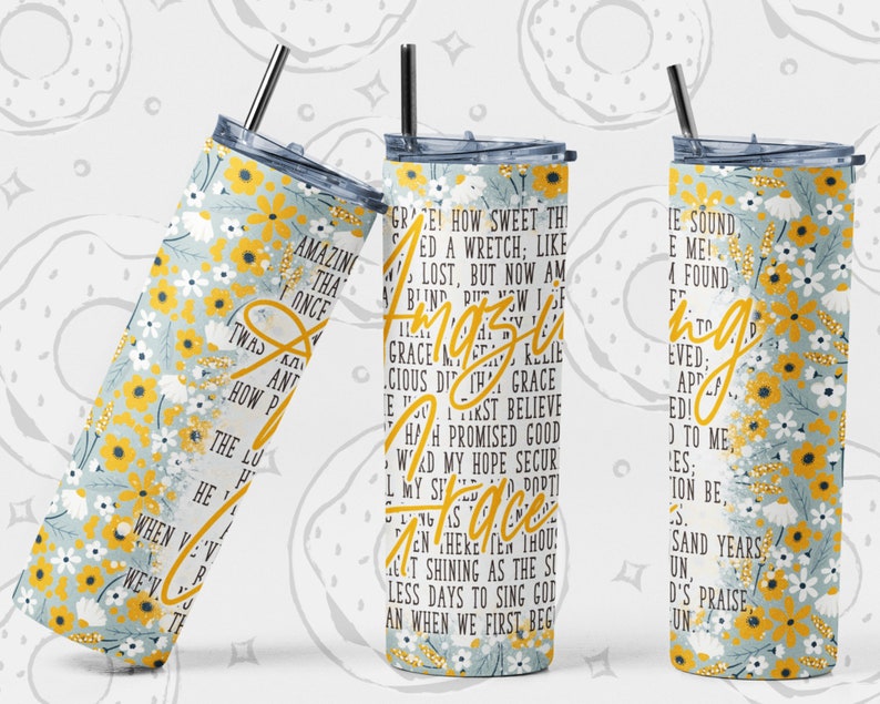 Amazing Grace Tumbler PNG, Hymn Tumbler Wrap, Christian Sublimation ...