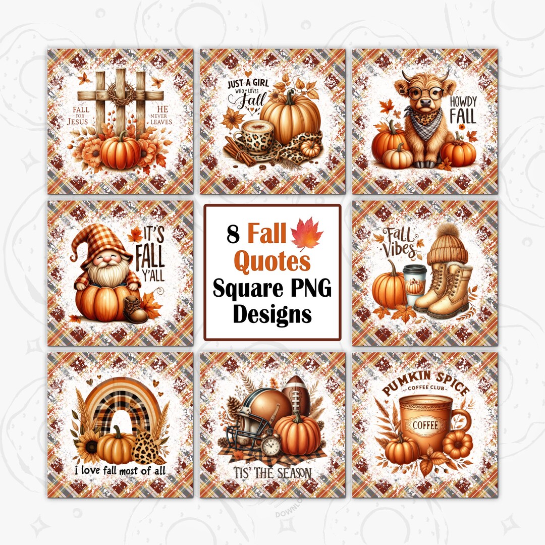 Fall Square Coaster PNG, Howdy Fall Square PNG, Autumn Plaid Square ...