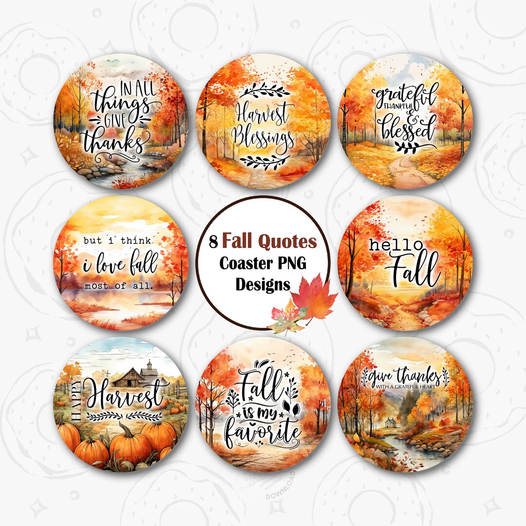 Fall Car Coaster PNG, Fall Quote Sublimation Car Coaster, Autumn ...