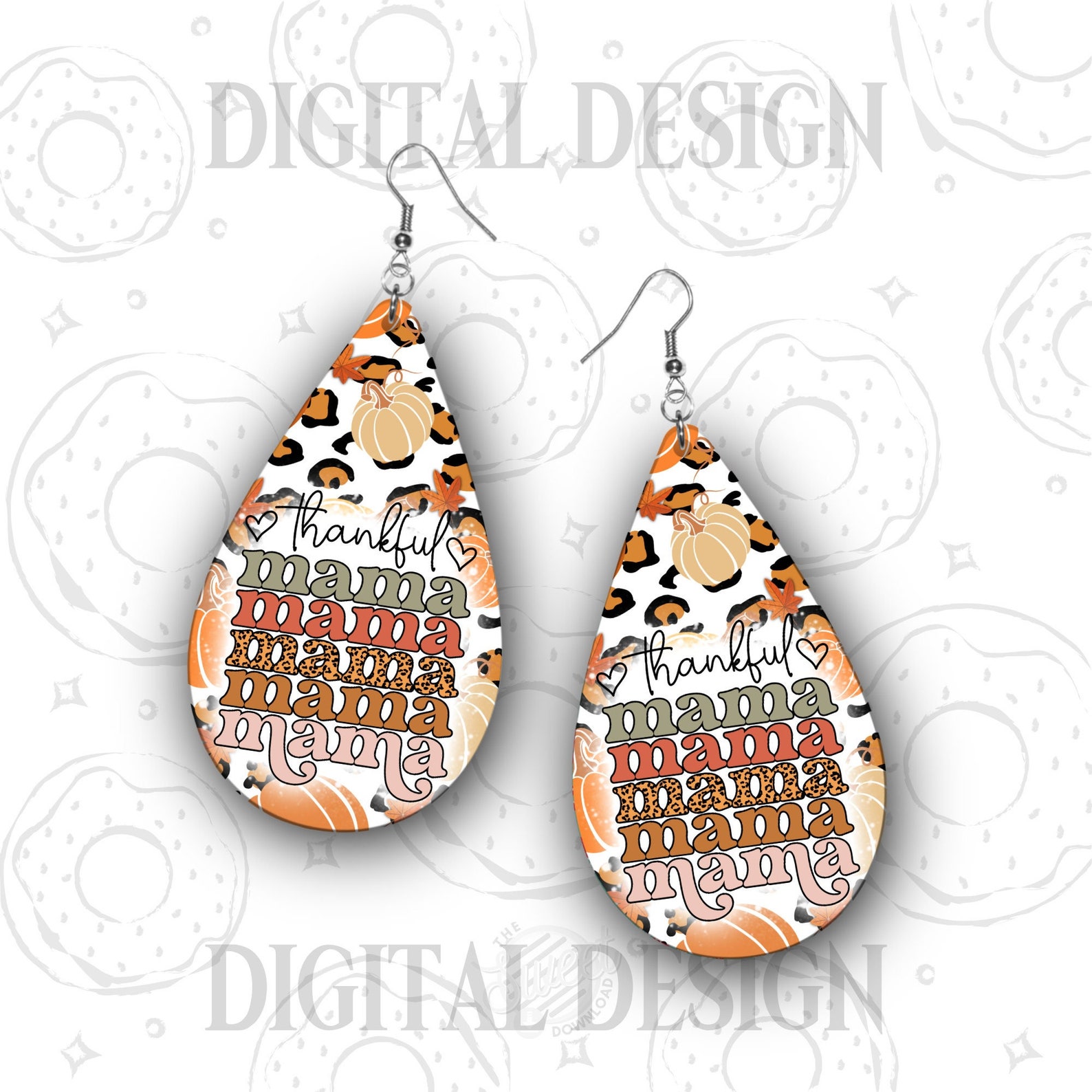 Fall Earring PNG, Thankful Mama Sublimation Earring, Retro Fall Earring ...