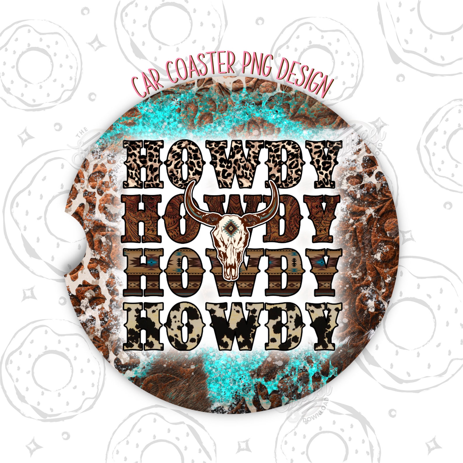 Western Car Coaster PNG Howdy Sublimation Car Coaster Design - Etsy