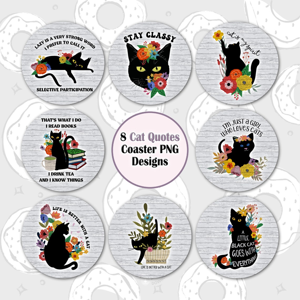 Cat Car Coaster PNG Funny Cat Sublimation Coaster Black Cat - Etsy