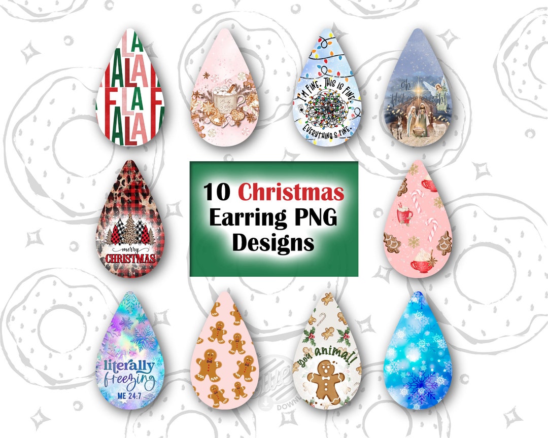 Christmas Earring PNG, Holiday Best Seller Sublimation Earring Desings ...