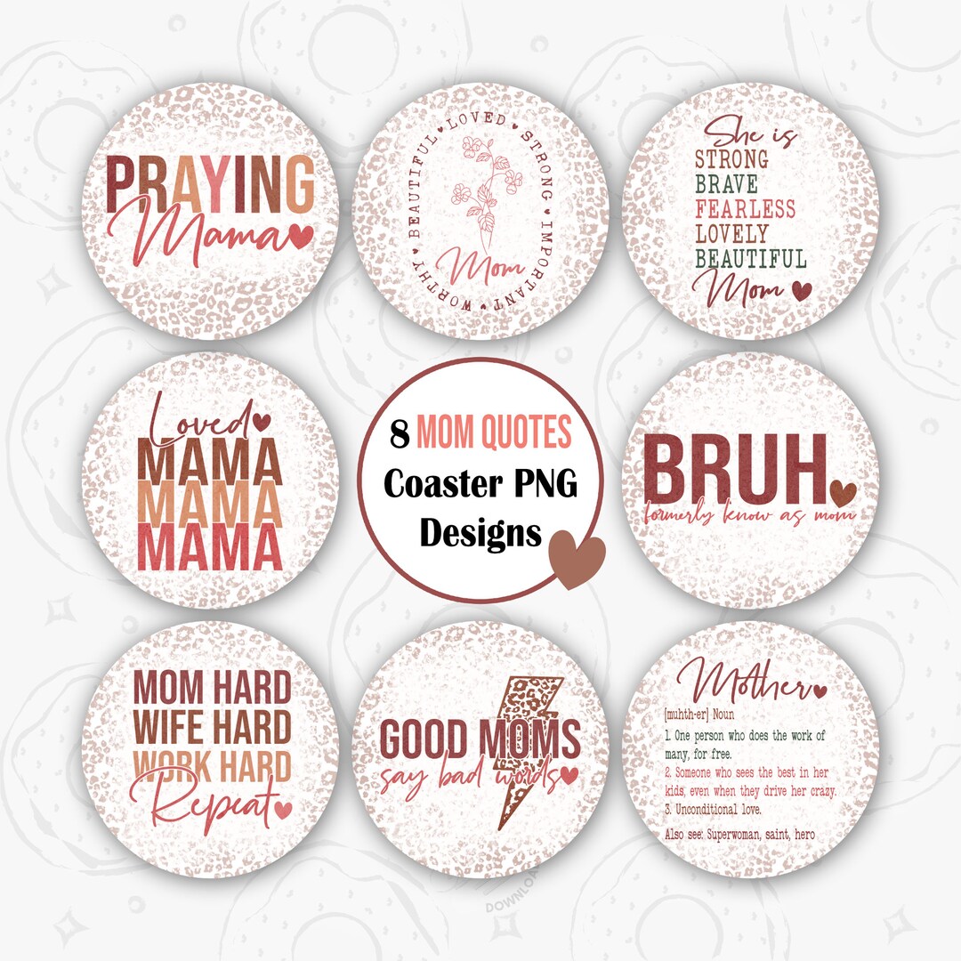 Mom Car Coaster PNG, Mama Quotes Car Coaster Sublimation Designs, Boho ...