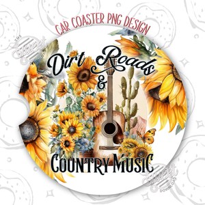 Western Car Coaster PNG, Country Music Car Coaster Sublimation Design ...