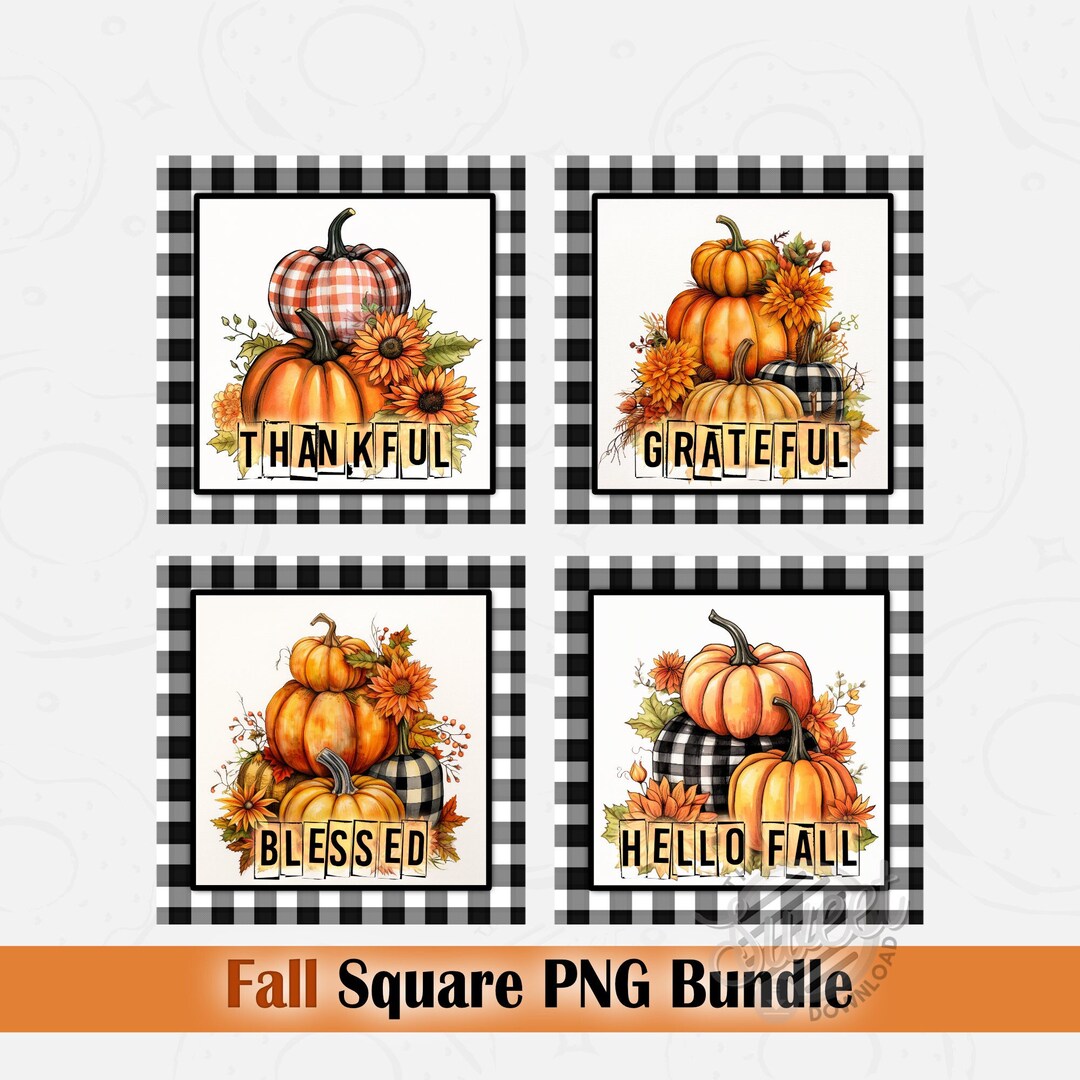 Fall Square PNG, Fall Quotes Square Coaster Design, Fall Plaid and ...