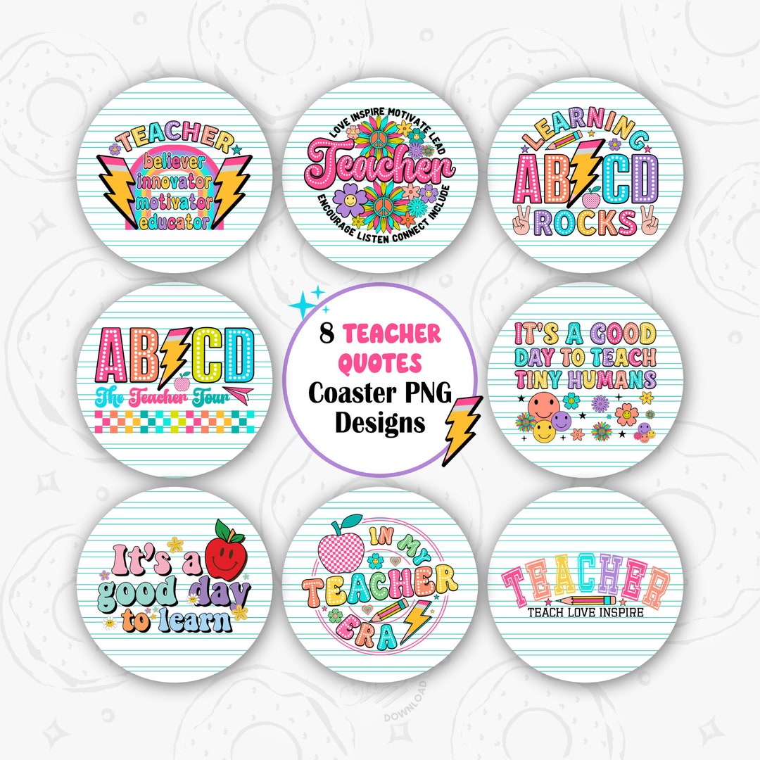 Teacher Car Coaster PNG, Back to School Car Coaster Sublimation Design ...