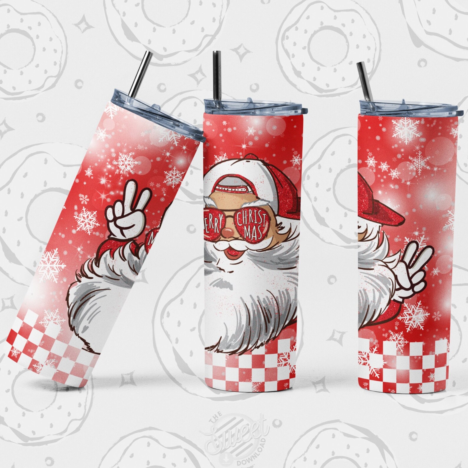 Santa Tumbler PNG, Retro Christmas Tumbler Wrap, Peace Santa ...
