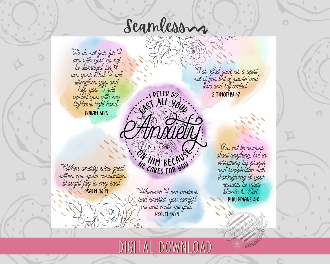 Christian Bible Verse Tumbler Wrap, Anxiety Sublimation Tumbler Design ...