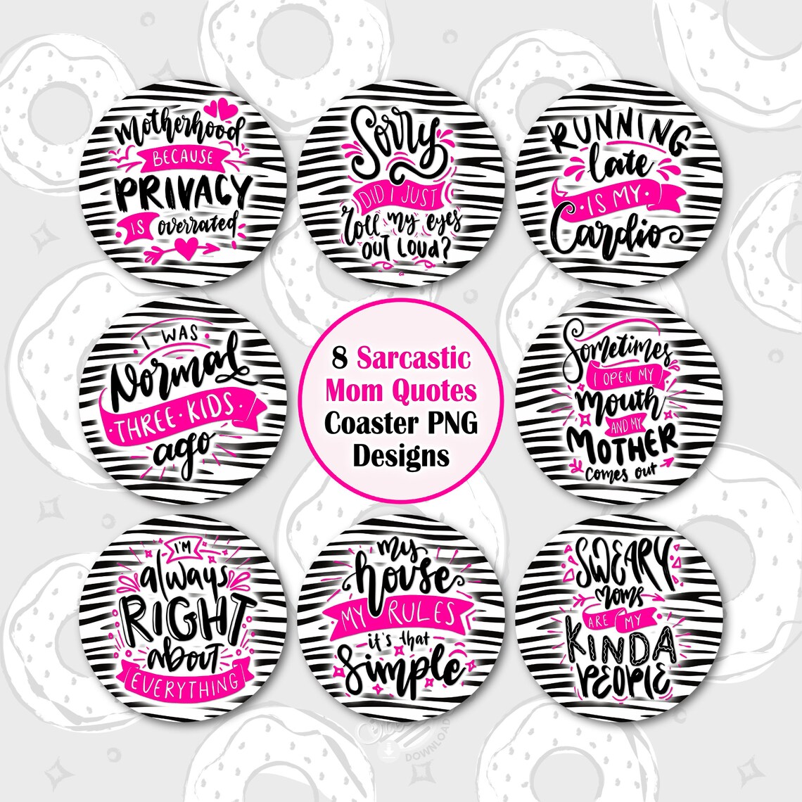 Mom Car Coaster PNG Funny Mom Sublimation Coaster Quotes - Etsy