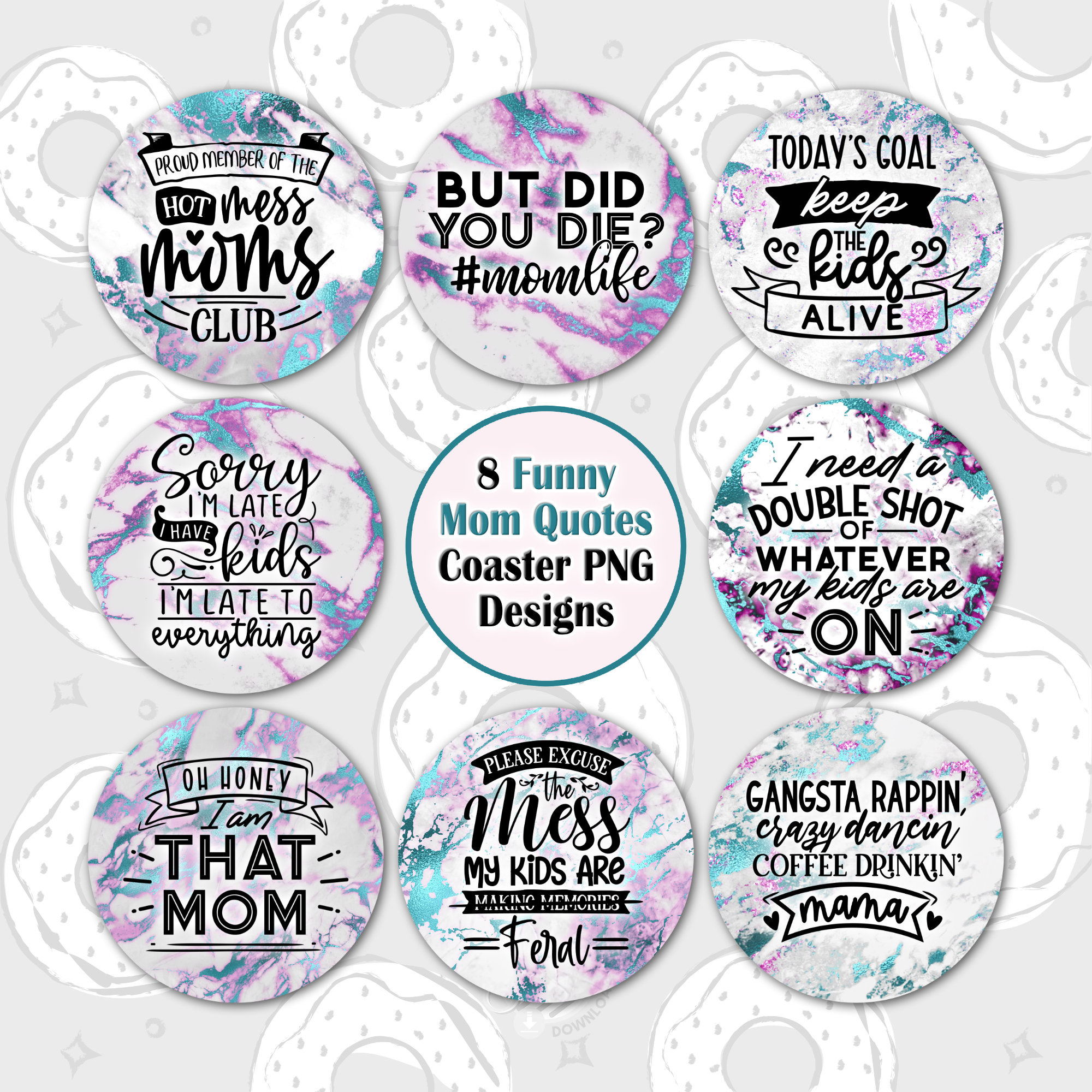 Car Coaster Bundle, Funny Mom Coaster PNG, Quotes Car Coaster Template ...