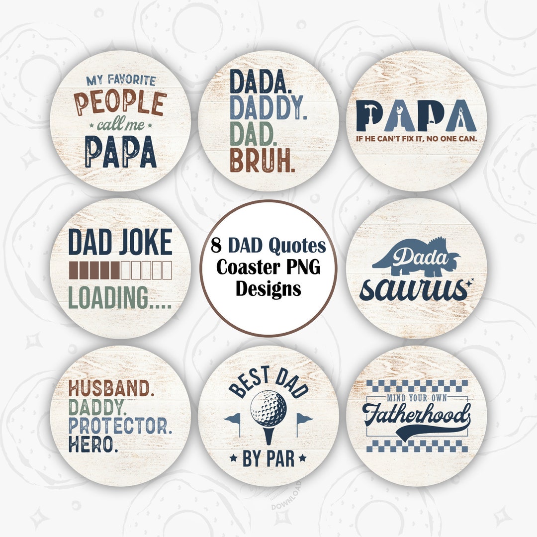 Dad Car Coaster PNG, Fathers Day Car Coaster Sublimation Design, Funny ...