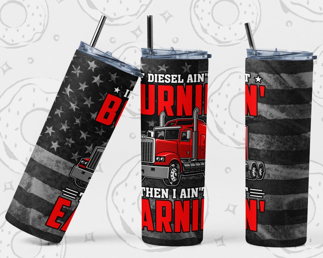 Trucker 20 Oz Skinny Tumbler Design, Truck Driver Tumbler PNG, Diesel ...