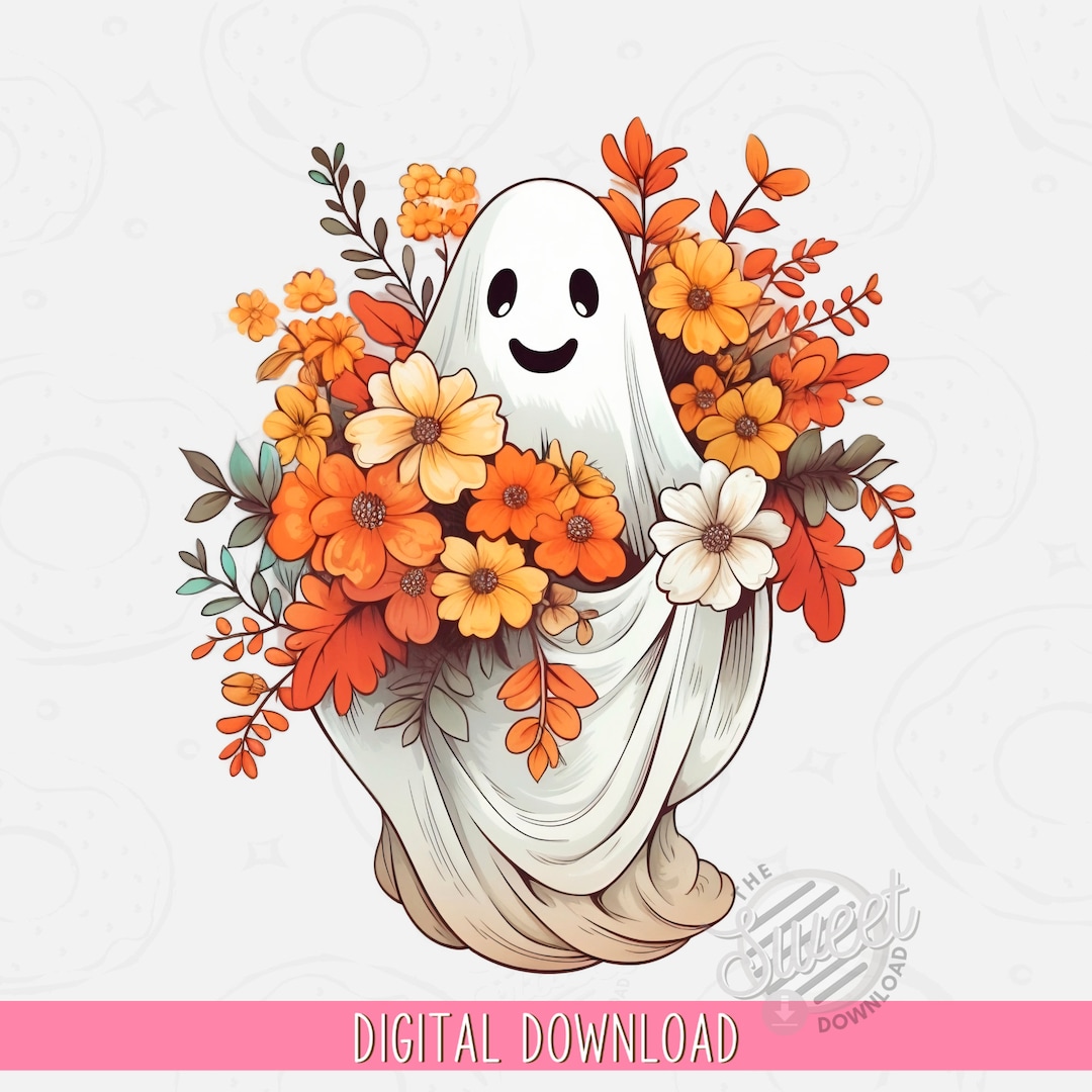 Cute Ghost PNG, Floral Ghost Sublimation Design, Boho Ghost Shirt ...