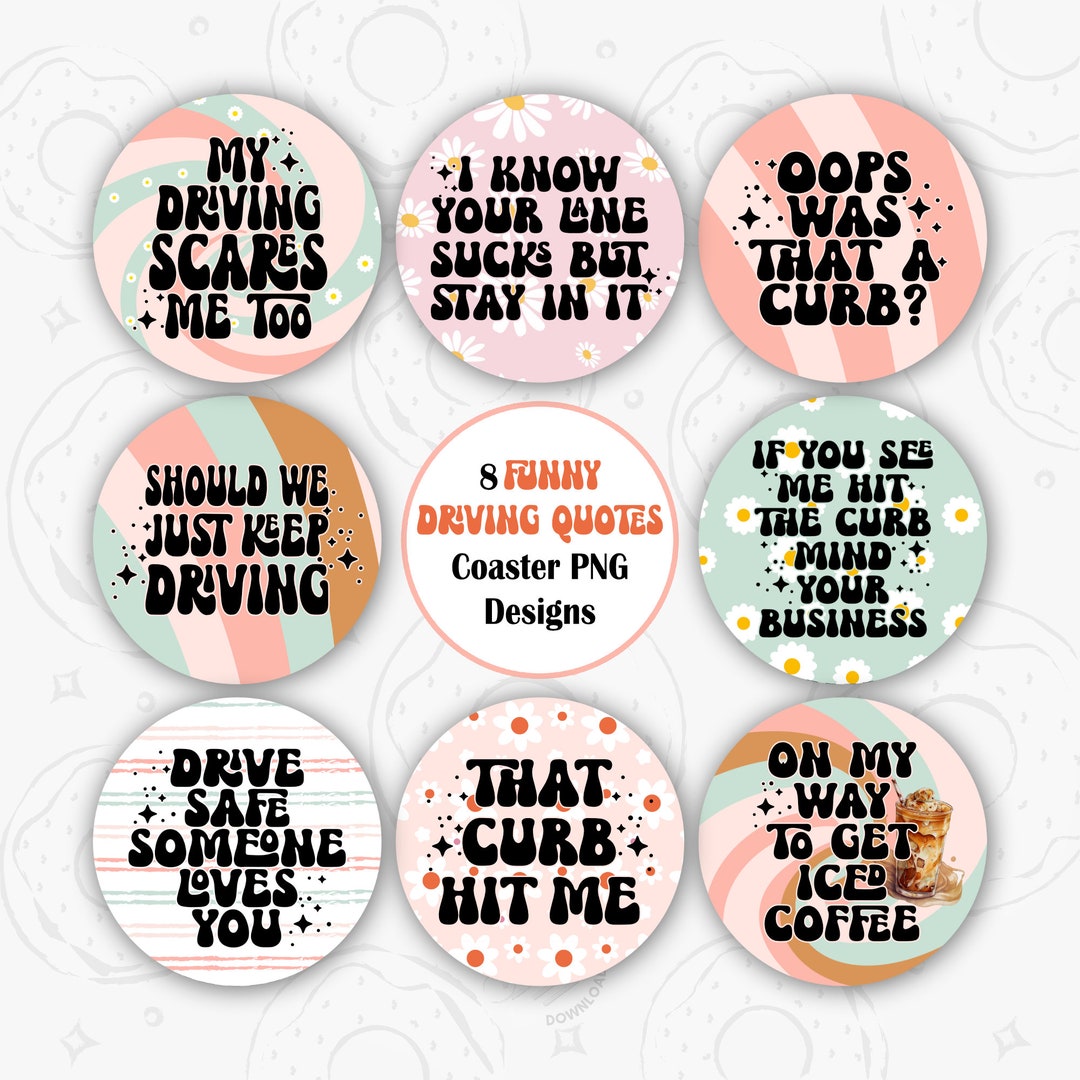 Retro Car Coaster PNG, Funny Car Coaster Sublimation Design, Driving ...