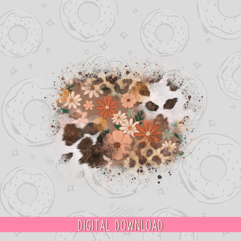 Western Background PNG, Boho Western Sublimation Patch, Floral Bleach ...