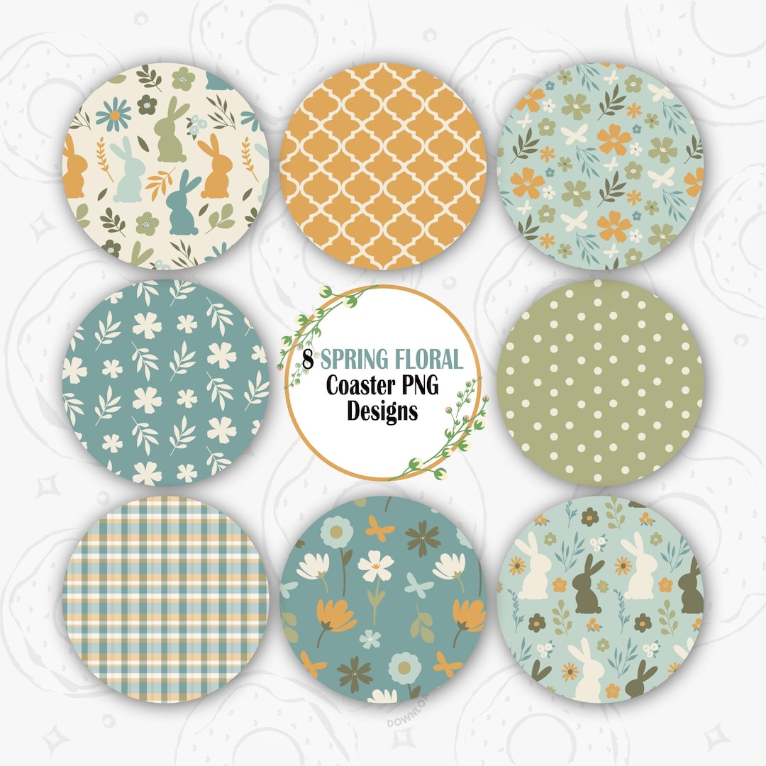 Spring Car Coaster PNG, Easter Sublimation Coaster Design, Floral Round ...
