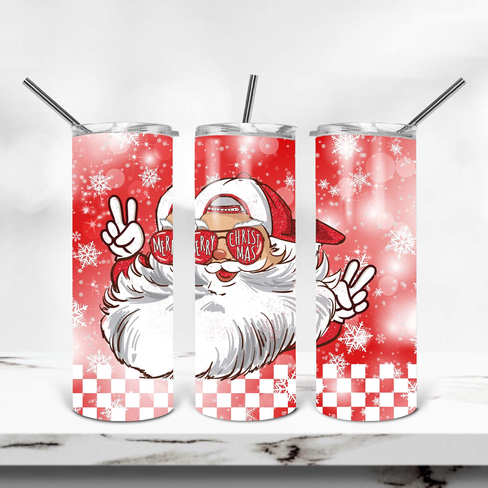 Santa Tumbler PNG, Retro Christmas Tumbler Wrap, Peace Santa ...