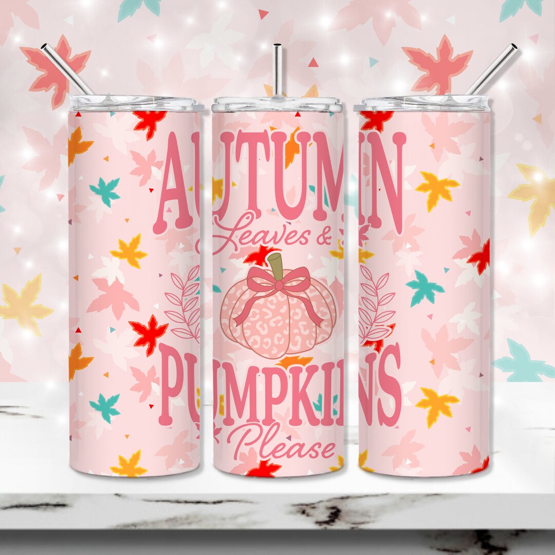Fall Tumbler PNG, Pink Autumn Sublimation Tumbler Design, Pumpkin ...