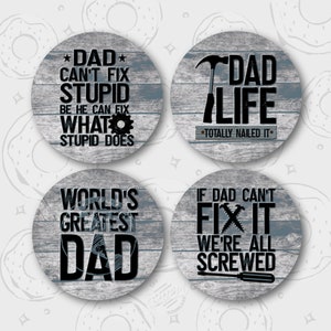 Fathers Day Car Coaster PNG, Dad Car Coaster Sublimation Design, Dad ...
