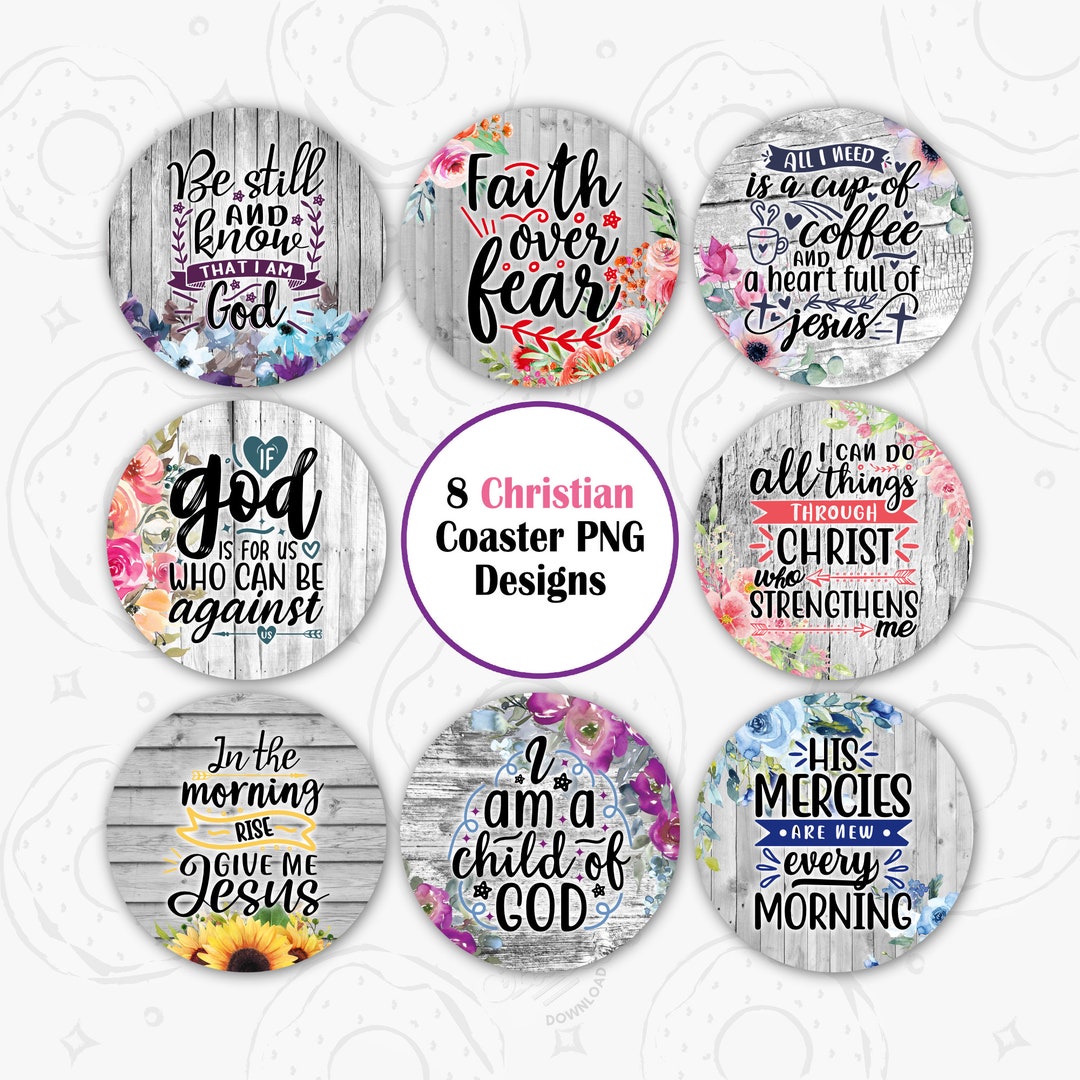 Christian Car Coaster PNG, Floral Car Coaster Sublimation Design, Bible ...