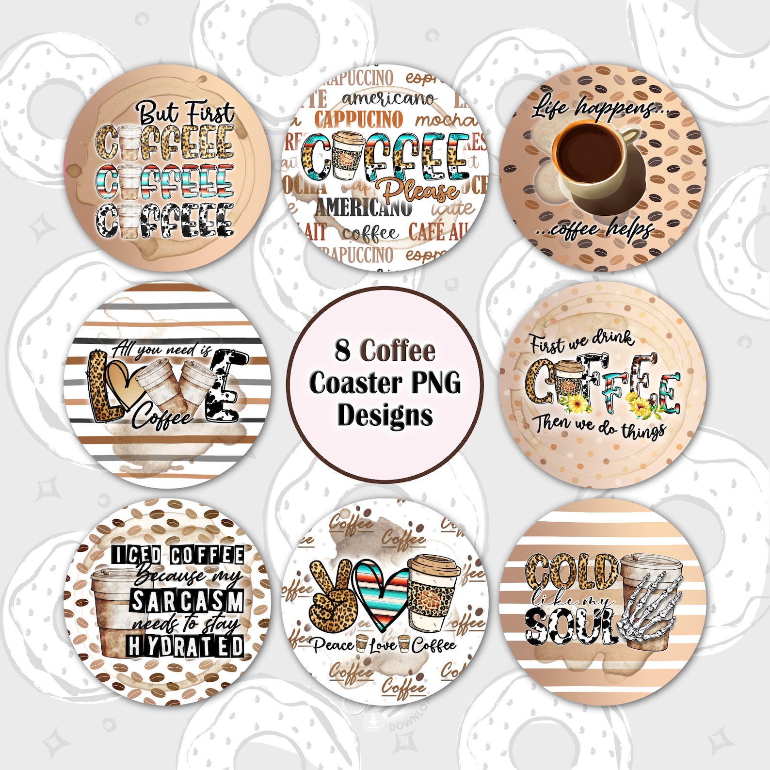 Funny Car Coaster PNG, Coffee Coaster Bundle, Coffee Quotes Coaster PNG ...