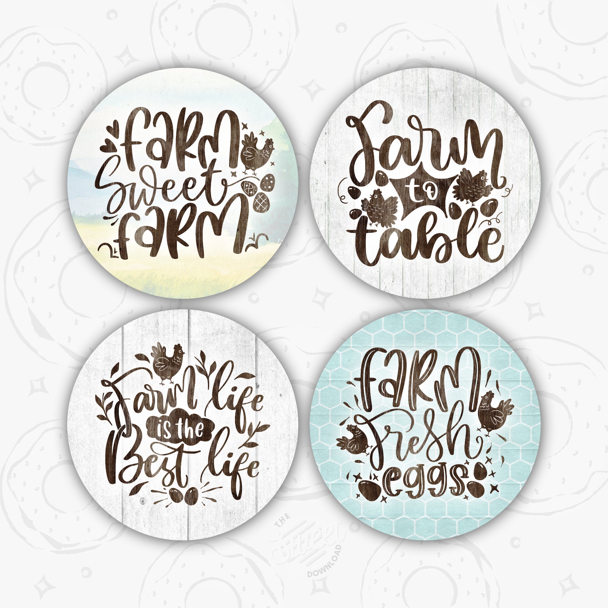 Farmhouse Car Coaster PNG, Farm Fresh Round Coaster Sublimation Design ...