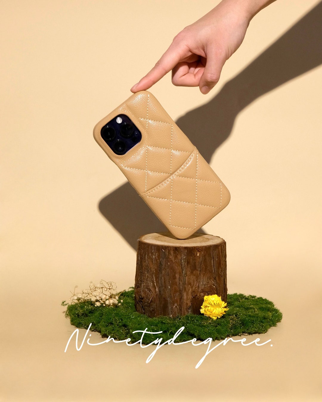 Light Beige Caviar Vegan Leather iPhone Case iPhone 15 14 13 Pro Case ...