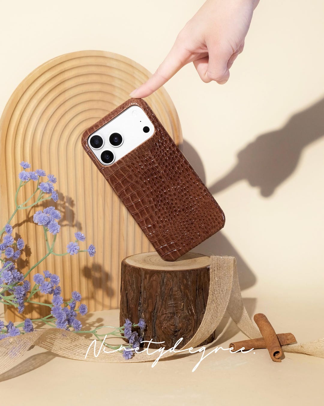 Coffee Brown Crocodile Print Leather Phone Case | Shock Resistance ...