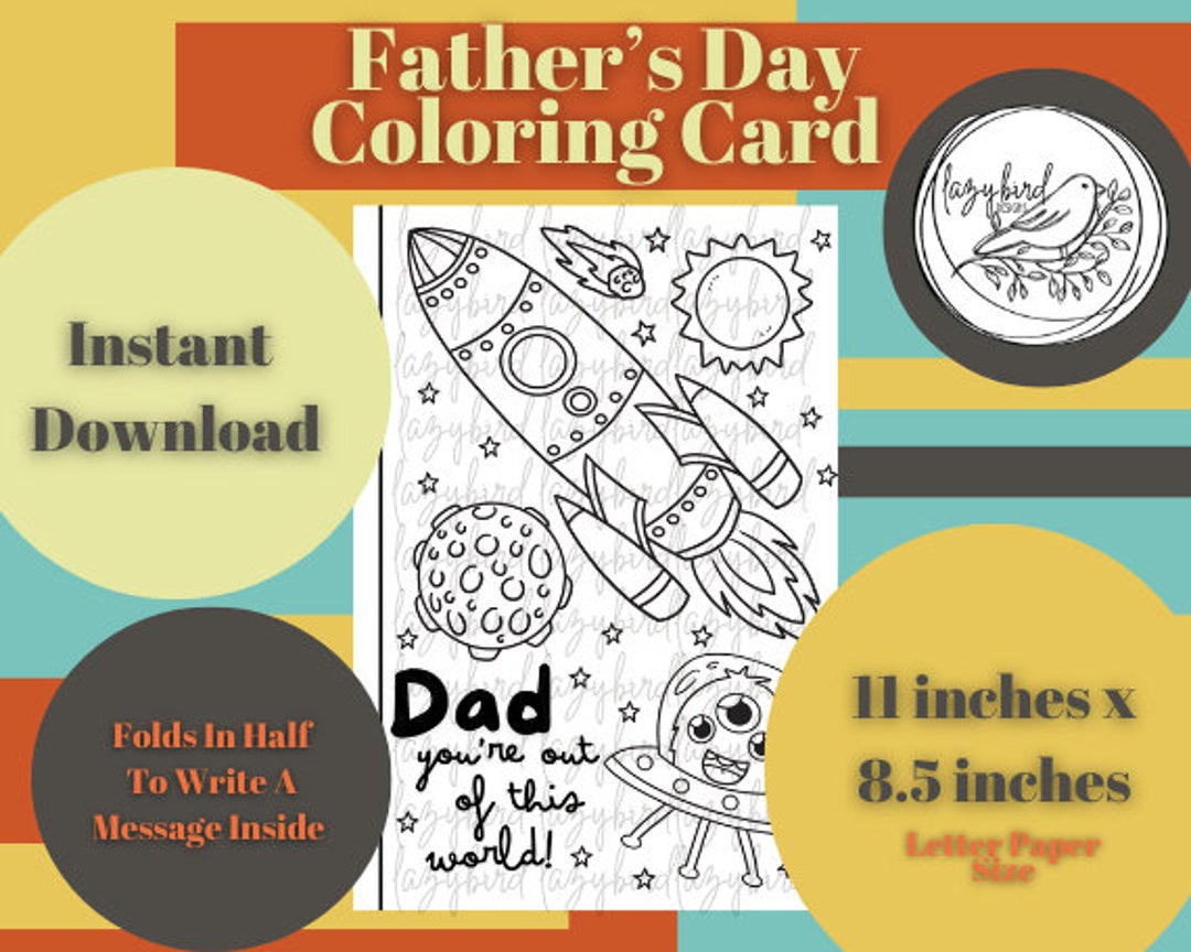 Father's Day Coloring Card Printable Digital Download - Etsy