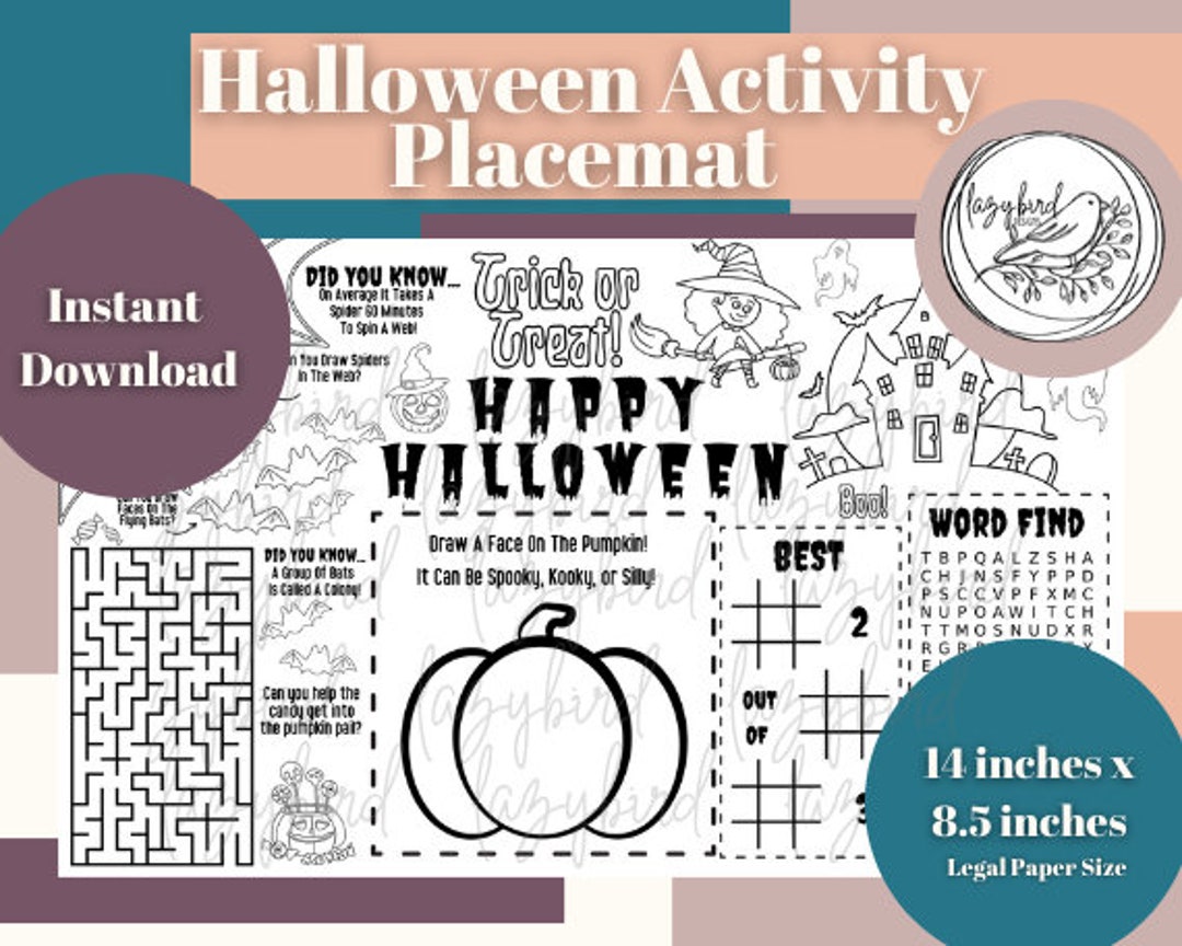Happy Halloween Printable Placemat - Etsy