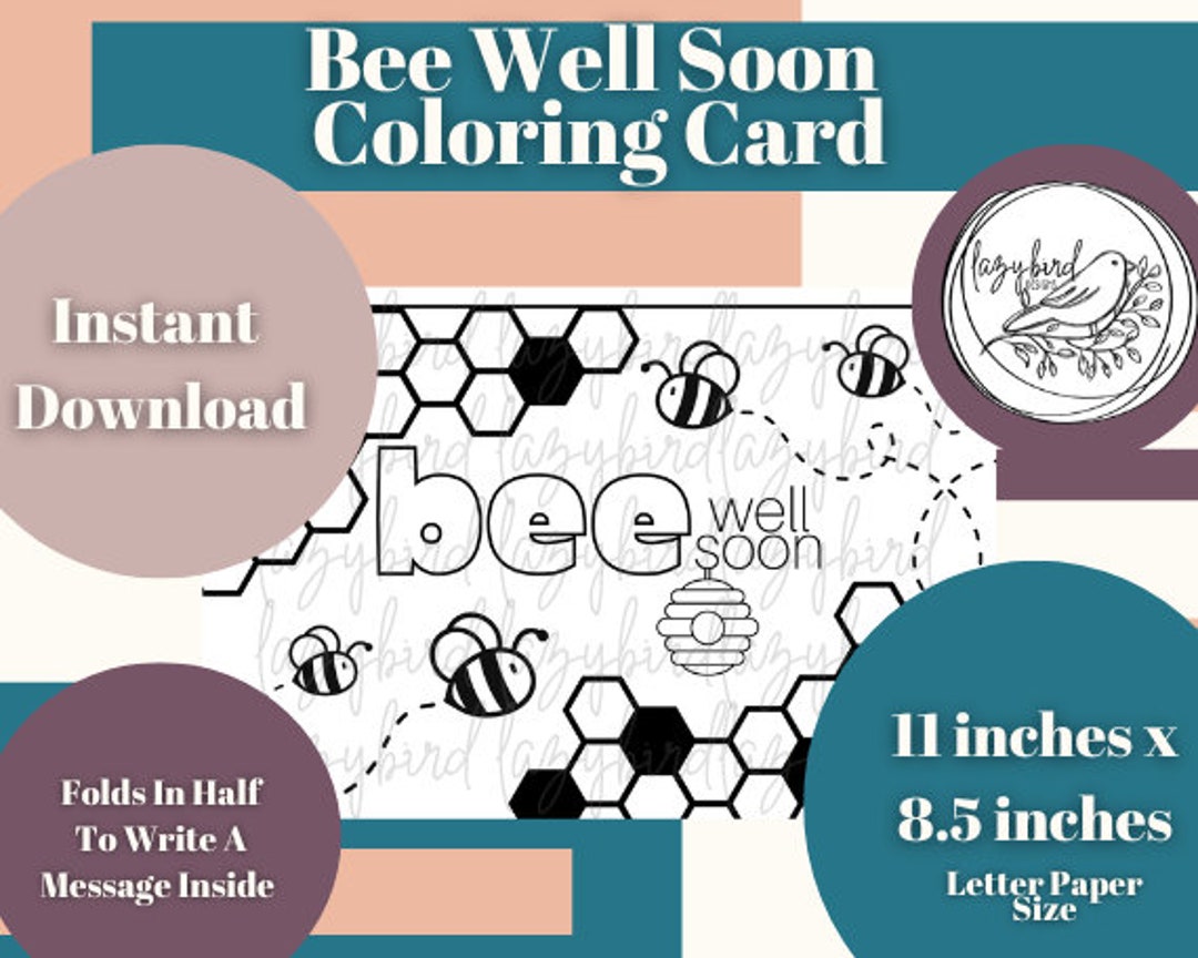 Bee Well Soon Coloring Card - Etsy