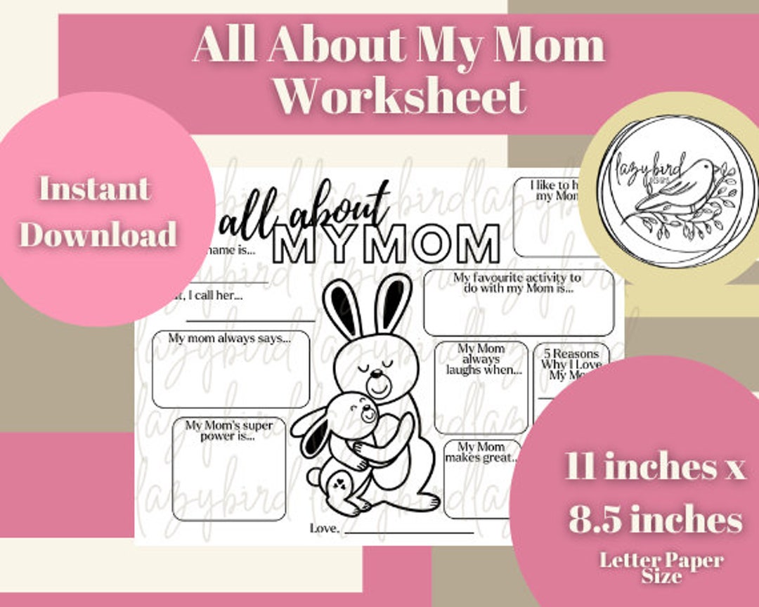 All About My Mom Coloring Worksheet Printable Digital Download - Etsy