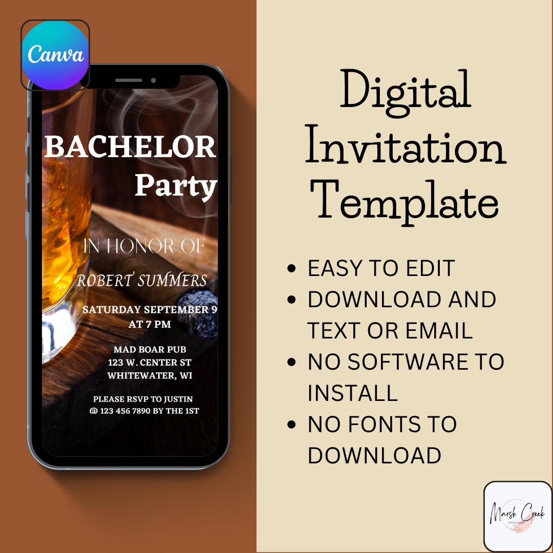DIY Digital Bachelor Invitation | Bachelor | Party | Evite | Invite ...