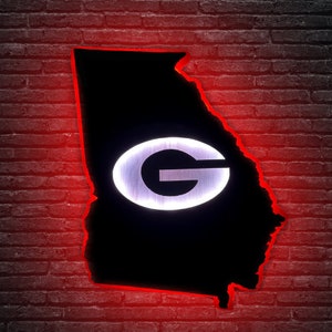 Georgia Bulldogs Wood LED Sign Georgia Bulldog Wall Art Georgia Dorm ...