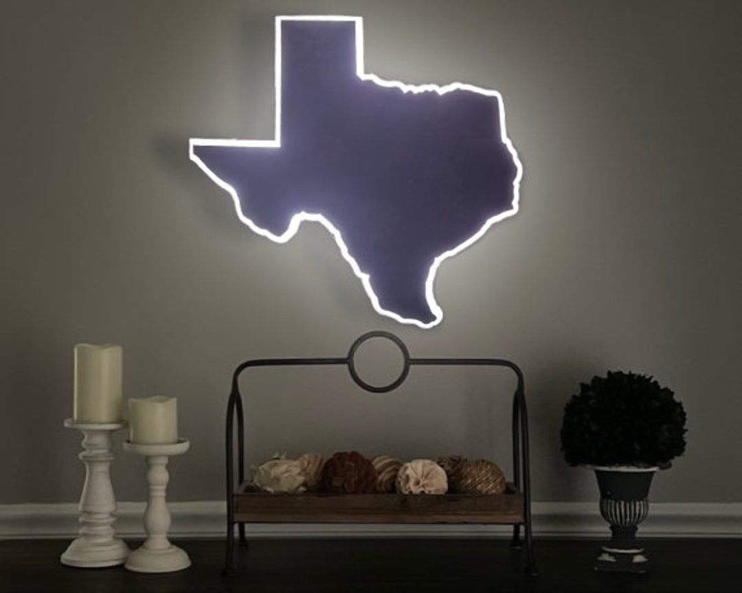 Texas Wood LED Sign Texas Wall Art Neon Sign State of Texas Gift for ...