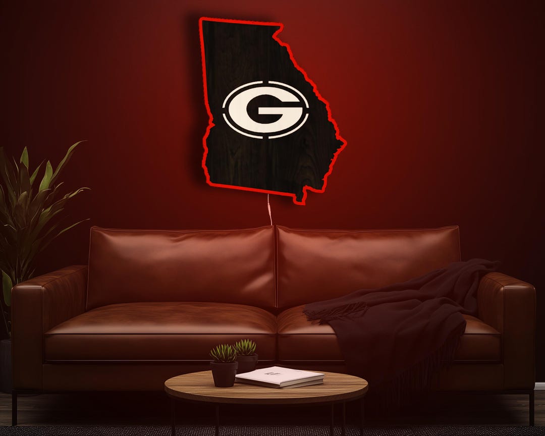 Georgia Bulldogs Inside State Wood LED Sign Wall Art Led Light up State ...