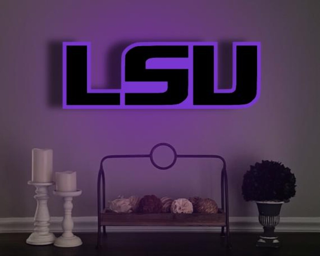 LSU Tigers Wall Sign for Game Room Decor Man Cave Football Display LED ...