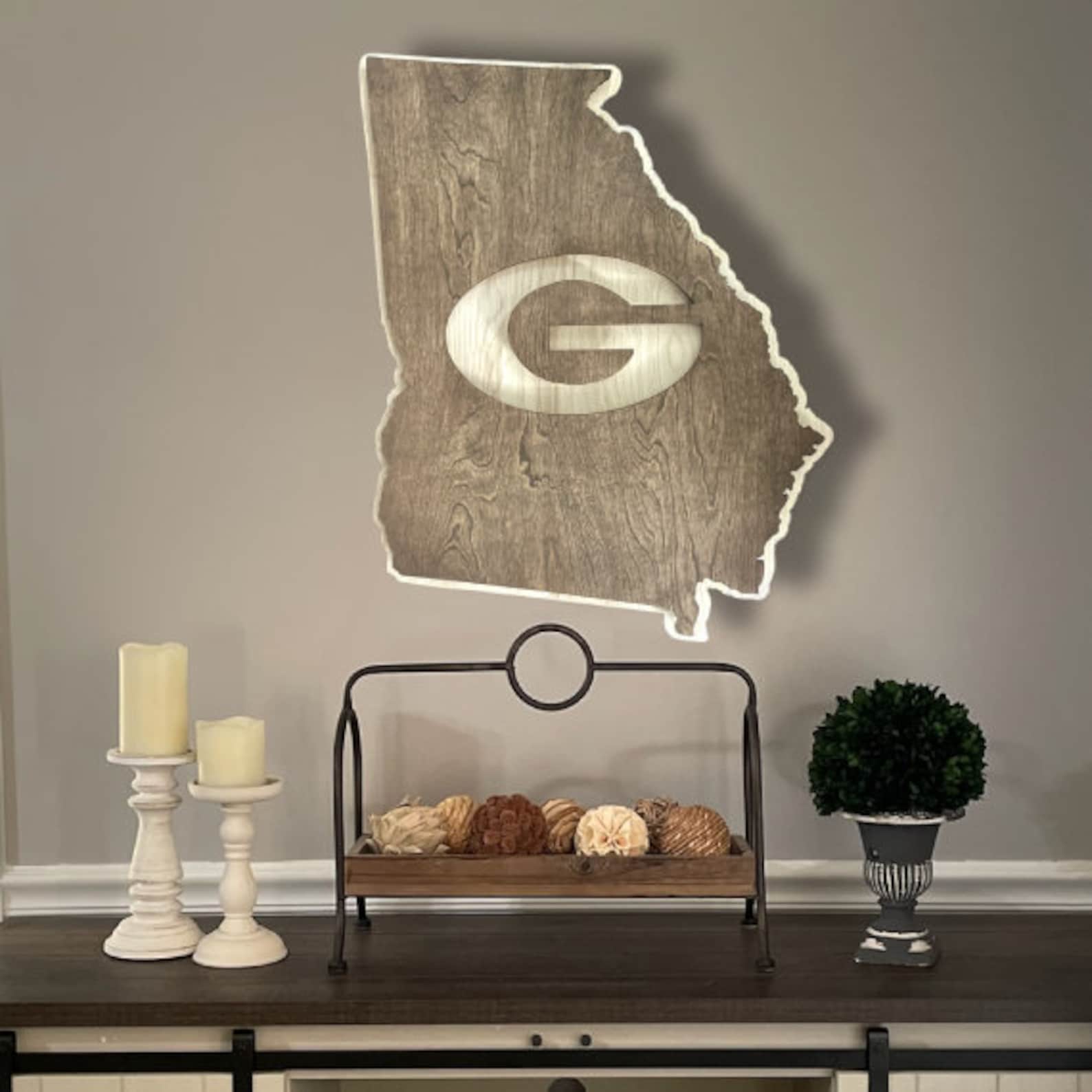 Georgia Bulldogs Wood LED Sign Georgia Bulldog Wall Art Georgia Dorm ...