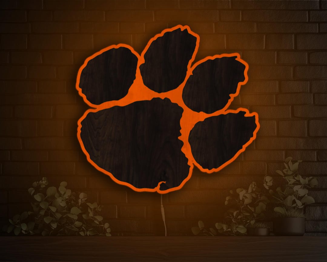 Clemson Tigers Wood LED Sign Clemson Tiger Paw Wall Art Clemson ...