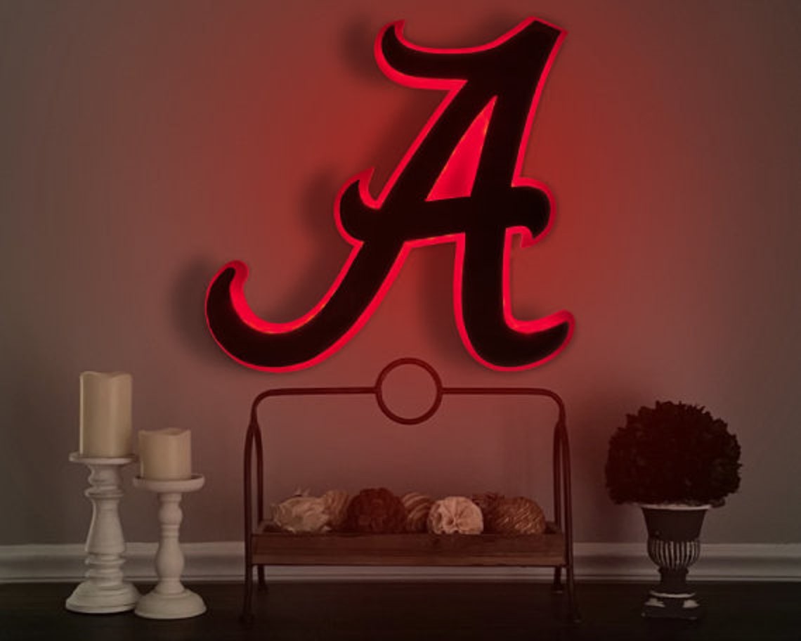 Alabama Crimson Tide Wood LED Sign Alabama Football Sign University of ...