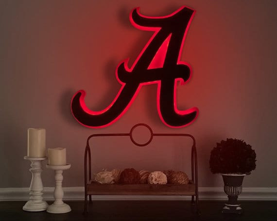 Alabama Crimson Tide Wood LED Sign Alabama Football Sign University of ...